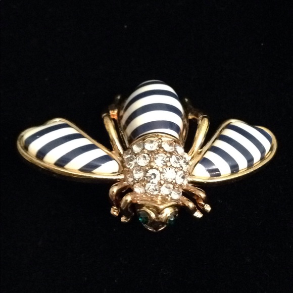 Joan Rivers | Jewelry | Rare Joan Rivers Blue And White Stripes Bee Pin ...